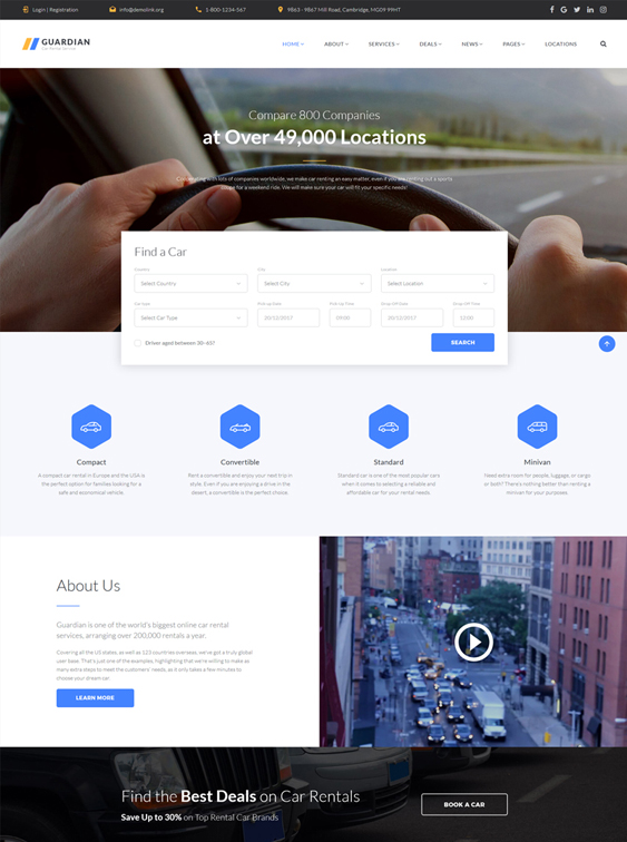Responsive Bootstrap Website Templates For Rental Car Companies | Site ...
