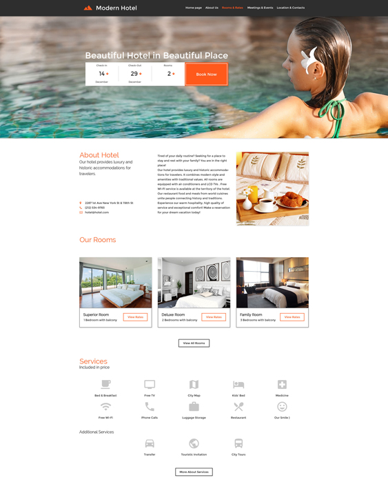 Responsive Bootstrap Hotel Website Templates | Site Bloom