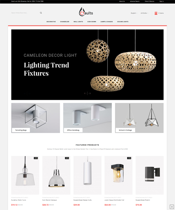 PrestaShop Themes For Online Lighting And Lamp Stores | Site Bloom